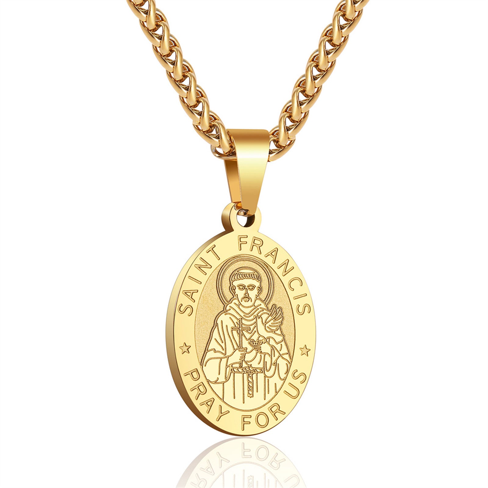 APSVO Black Saint St Benedict Necklace for Men Boys Stainless Steel ...